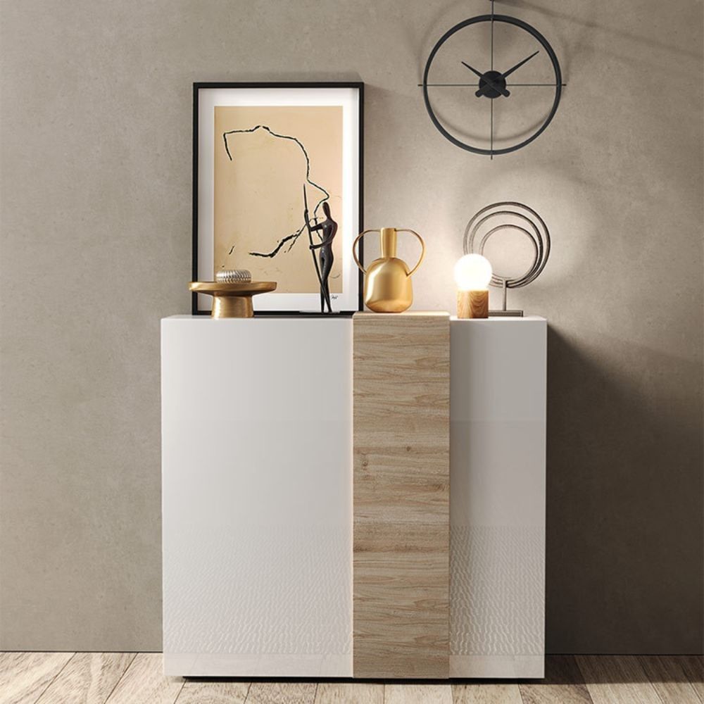 Madia Contenitore Sabry 2 Ante Bianco Lucido Rovere Kadiz - Asta Mobili