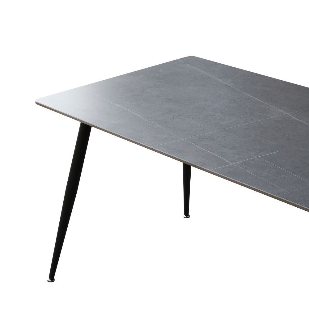 Tavolo Mila 160x90 Top Ceramica Effetto Marmo Grigio Cemento - Asta Mobili